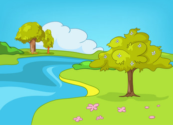 Cartoon nature landscape Royalty Free Vector Image