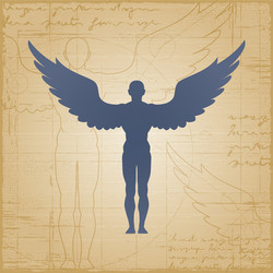 Angel silhouette man with wings sign Royalty Free Vector