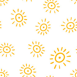 Hand drawn sun icon seamless pattern background Vector Image