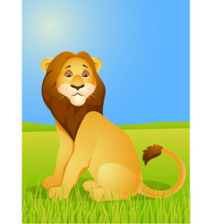 Cartoon lion sitting in front of a grid paper Vector Image
