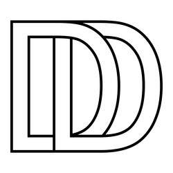 D dd letter logo icon overlapping style Royalty Free Vector