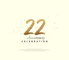 22nd anniversary with white 3d numbers on fancy Vector Image