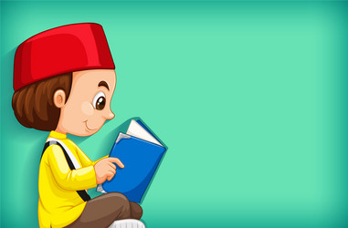 Muslim boy pushing wall on isolated background Vector Image