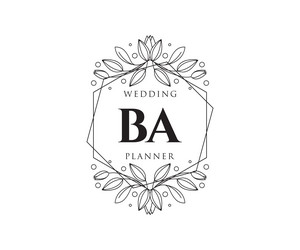Ba initials letter wedding monogram logos Vector Image