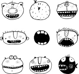 Cartoon Funny Monster Face Coloring Pages Vector Images (53)