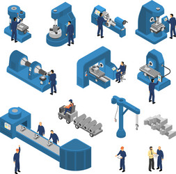 Isometric automatic robotic assembly line Vector Image