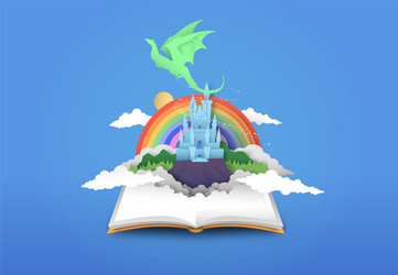 Open book with magic lights realistic Royalty Free Vector
