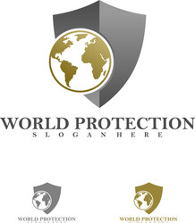 World shield logo template creative Royalty Free Vector