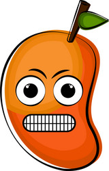 Happy mango cartoon character emote Royalty Free Vector