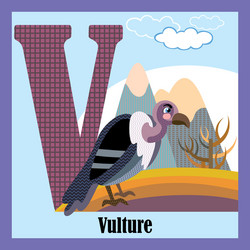 Cute kids cartoon alphabet letter v Royalty Free Vector