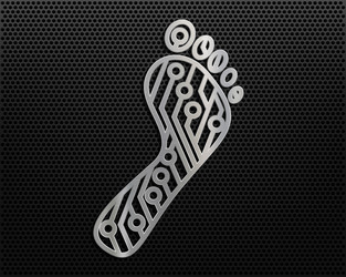 Footprints with circuit pattern modern technology Vector Image