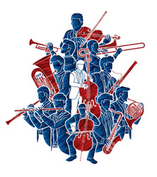 Group of musician orchestra instrument Royalty Free Vector