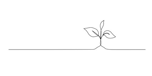 One continuous line growing sprout hand drawn Vector Image