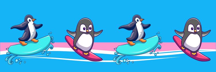 Penguins surfing Royalty Free Vector Image - VectorStock