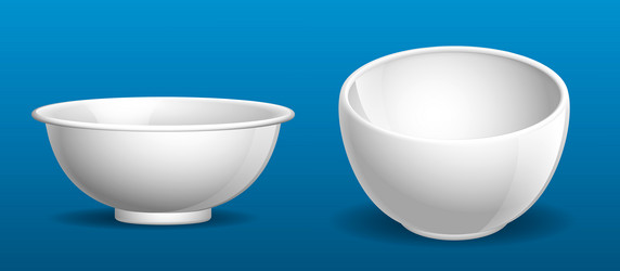 Set of realistic ceramic bowl or transparent Vector Image