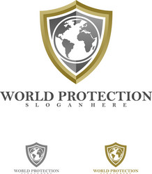 World shield logo template creative Royalty Free Vector