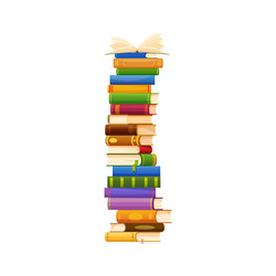 Stack of books isolated high pile textbooks Vector Image