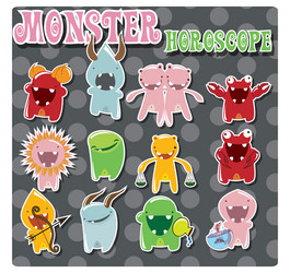 Zodiac sign aquarius with cute colorful monster Vector Image