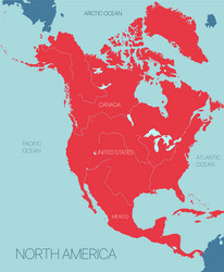 Map of north america continent Royalty Free Vector Image