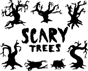 Scary trees doodle set Royalty Free Vector Image