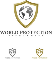 World shield logo template creative Royalty Free Vector
