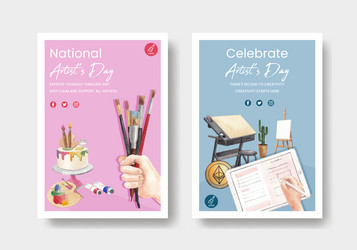 Poster template with international artists day Vector Image