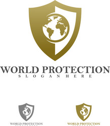 World shield logo template creative Royalty Free Vector