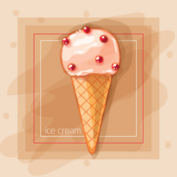 Cute ice cream cone strawberry cherry topping Vector Image