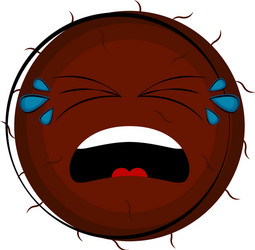 Sad coconut cartoon character emote Royalty Free Vector