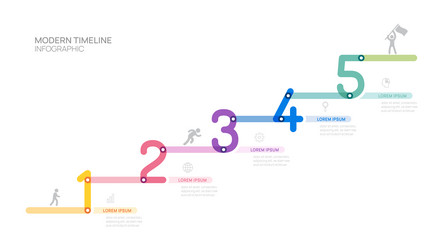 Infographic ladder arrow labels connected 5 steps Vector Image