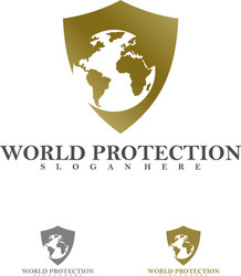 World shield logo template creative Royalty Free Vector