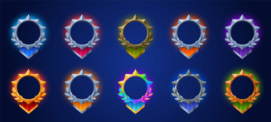 Golden game avatar frames award badges ui icons Vector Image