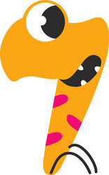 Funny cute monkey animal and number seven Vector Image