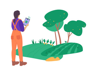 Smart farming with agricultural application Vector Image