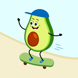 Cartoon happy avocado cycling sports Royalty Free Vector
