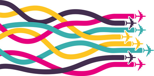 Background with colorful airplanes Royalty Free Vector Image