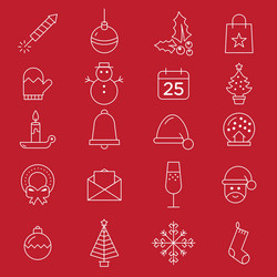 Set flat outlined christmas icons Royalty Free Vector Image