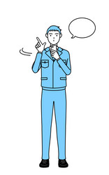 Simple line drawing of a man in work clothes Vector Image