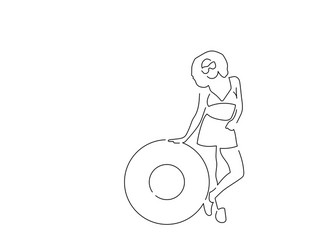 Full length people isolated line drawing Vector Image