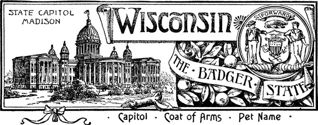 Wisconsin the badger state Royalty Free Vector Image