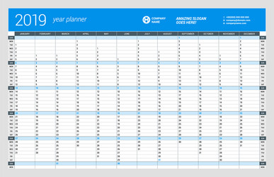 Yearly planner 2019 Royalty Free Vector Image - VectorStock