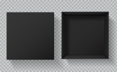 Black box packaging top view open and closed gift Vector Image