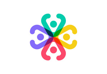 Colorful family people unity group logo design Vector Image