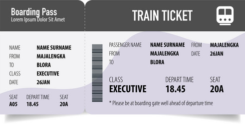 Creative train ticket concept design modern Vector Image