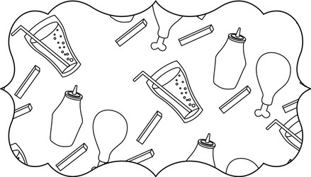 Frame with fast food pattern background Royalty Free Vector