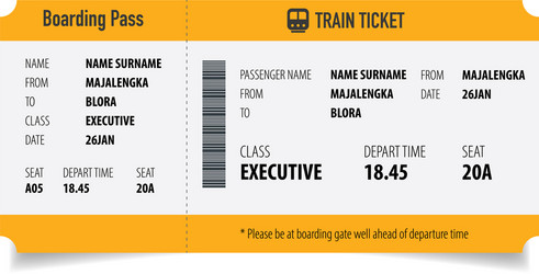 Creative train ticket concept design modern Vector Image