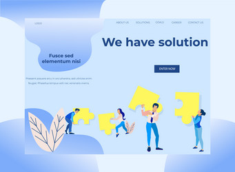 We have solution landing page concept Royalty Free Vector