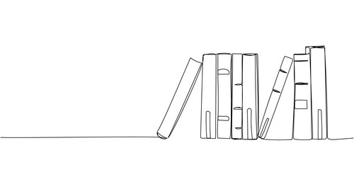 Stack of books textbooks magazines one line art Vector Image