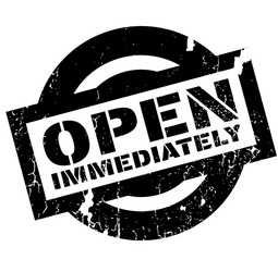 Open immediately rubber stamp Royalty Free Vector Image