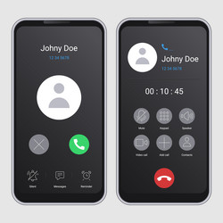 Realistic phone call screen interface Royalty Free Vector